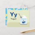 Y is for Yogurt - Alphabet Flash Card | Zazzle