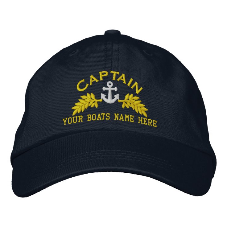 Yacht Captain & ships anchor Embroidered Baseball Cap | Zazzle