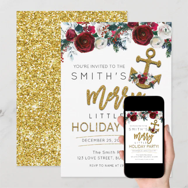 Yacht Holiday Party Nautical Christmas Invitation | Zazzle