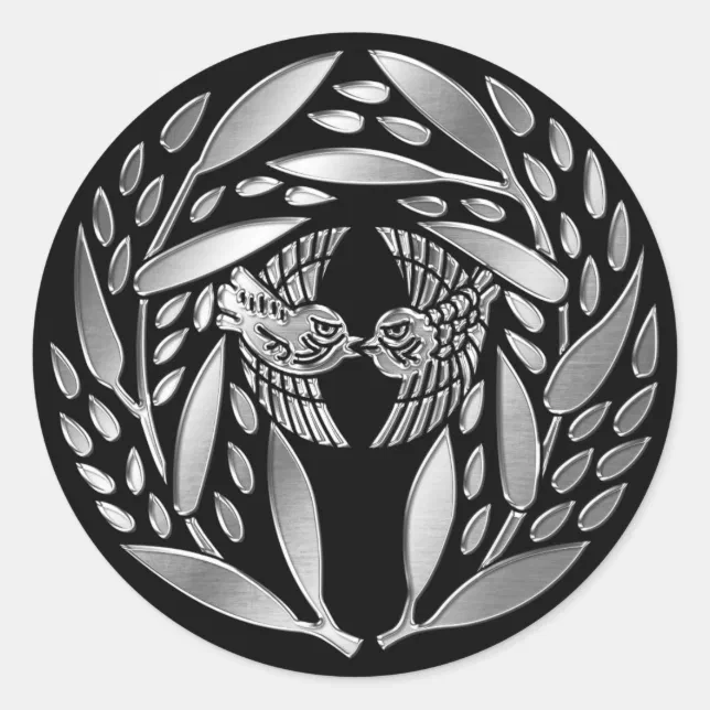 Yagyu Family Kamon Silver Chrome Classic Round Sticker | Zazzle