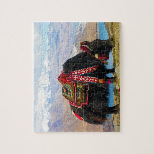 Yak Bos grunniens Bos mutus at Yamdrok Lake Jigsaw Puzzle | Zazzle