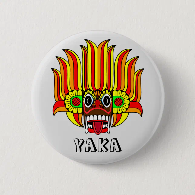 Yaka (Sri Lanka devil) design Button | Zazzle