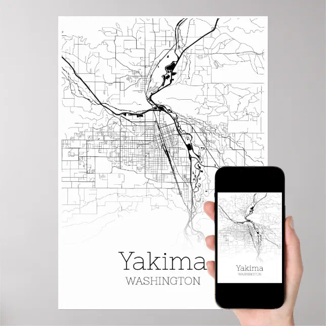 Yakima Map - Washington - City Map Poster | Zazzle