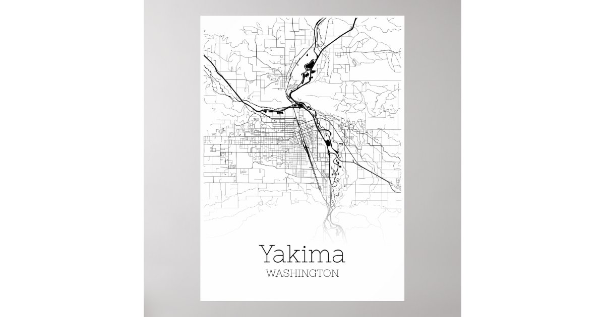 Yakima Map - Washington - City Map Poster | Zazzle
