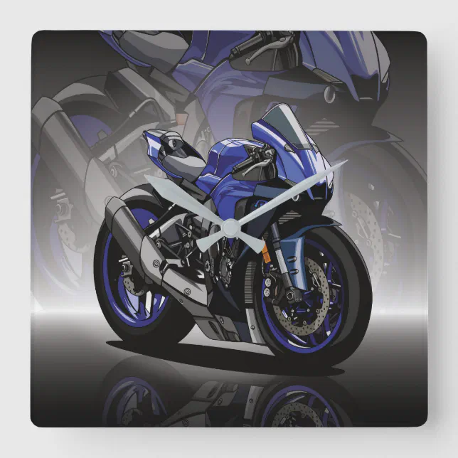 Yamaha R1 with special background Square Wall Clock | Zazzle
