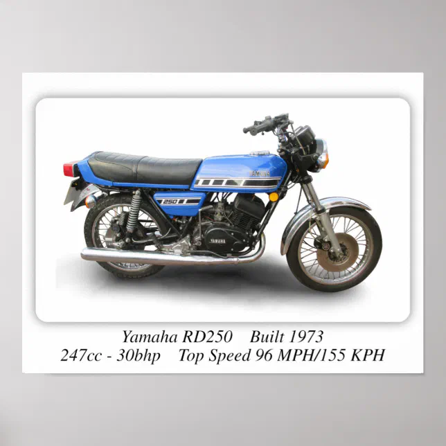Yamaha RD250 Motorcycle - A3 Size Print Poster | Zazzle