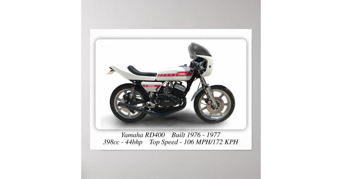 Yamaha RD400 Motorcycle - A3 Size Print Poster | Zazzle