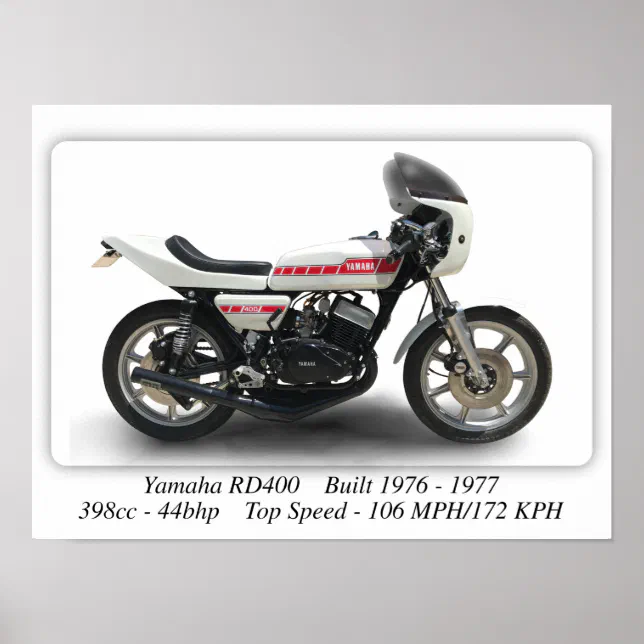 Yamaha RD400 Motorcycle - A3 Size Print Poster | Zazzle