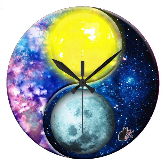 Yang-Yin / Sun-Moon Large Clock | Zazzle.com