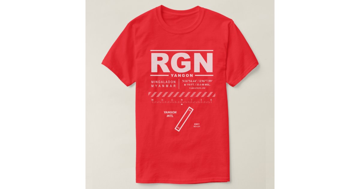 Yangon International Airport RGN T-Shirt | Zazzle