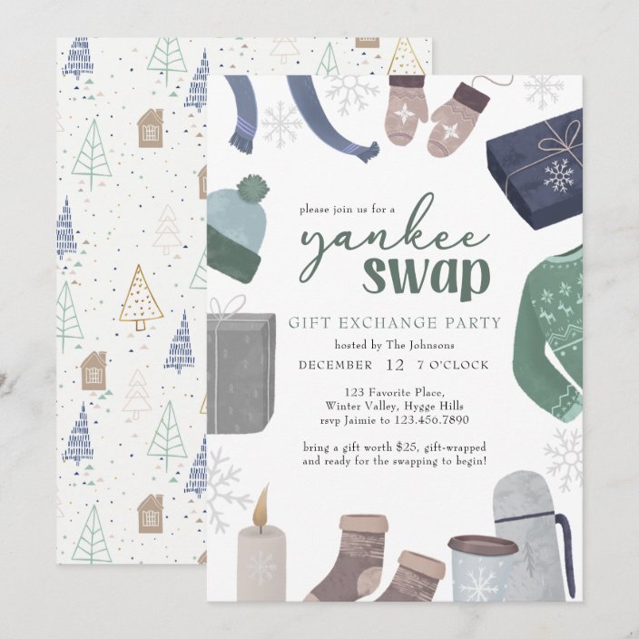 Yankee Swap Cozy Winter Gift Exchange Party Invitation | Zazzle.com