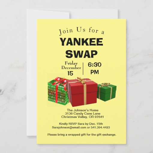 Yankee Swap Gift Exchange, Gift Background, ZPR Invitation | Zazzle