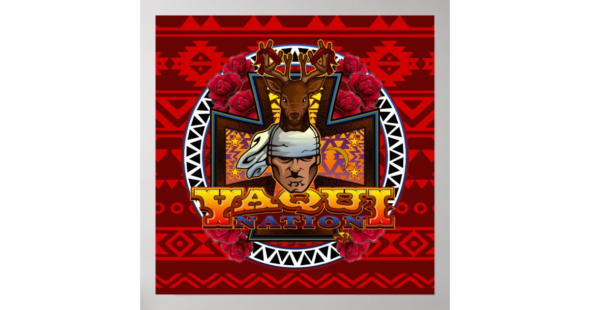 Yaqui Deer Dancer design poster on red | Zazzle