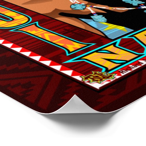 Yaqui Deer Dancer Yoeme poster print on deep red | Zazzle