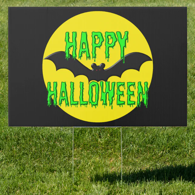 Yard Card - "Batty" Happy Halloween Yard Sign | Zazzle