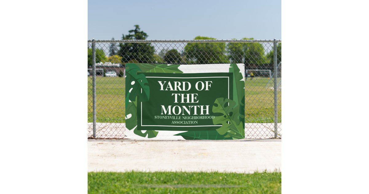 Yard of the Month Club Green Leaf Custom HOA Award Banner | Zazzle