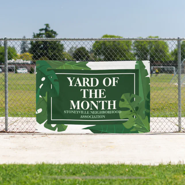 Yard of the Month Club Green Leaf Custom HOA Award Banner | Zazzle