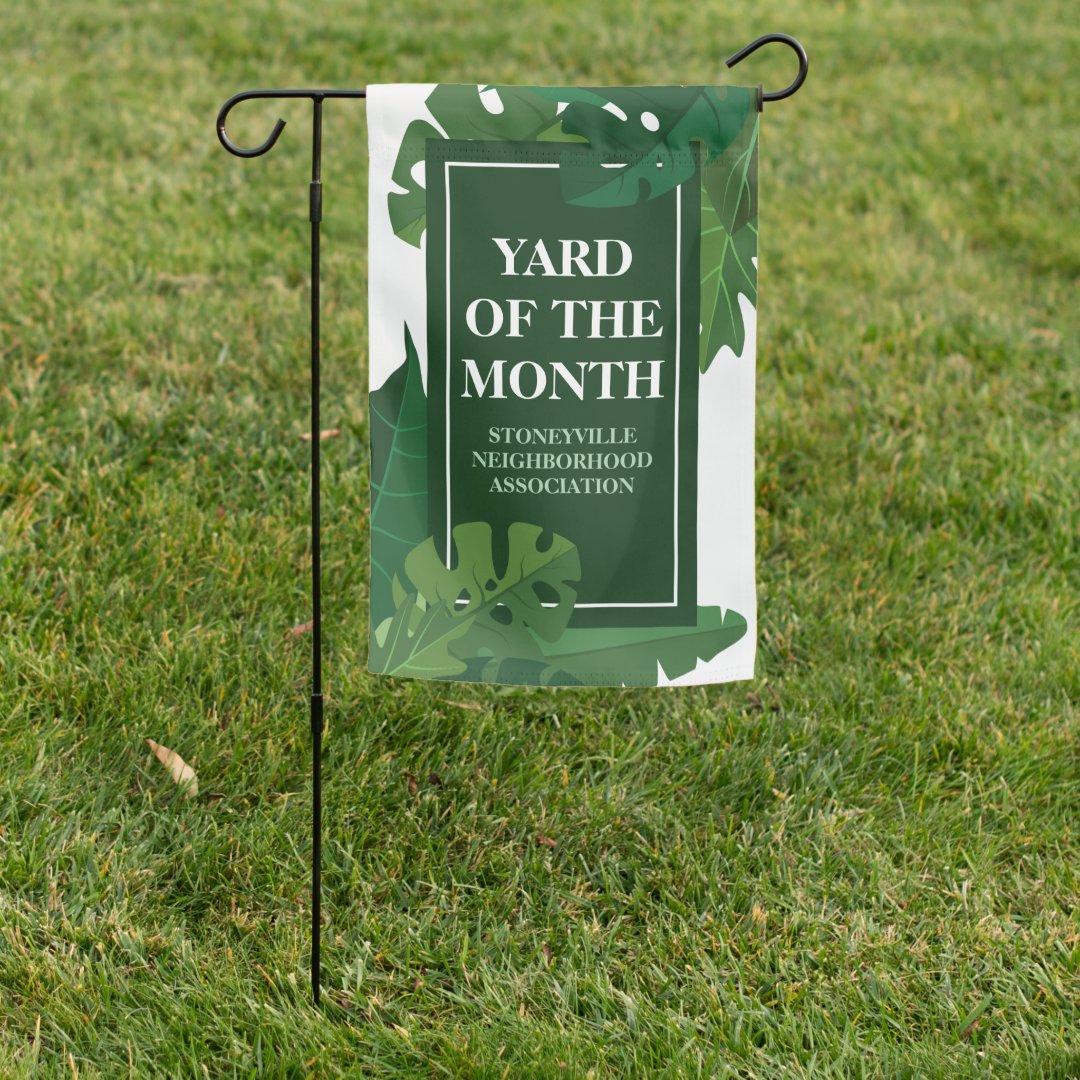 Yard of the Month Club Green Leaf Custom HOA Garden Flag | Zazzle