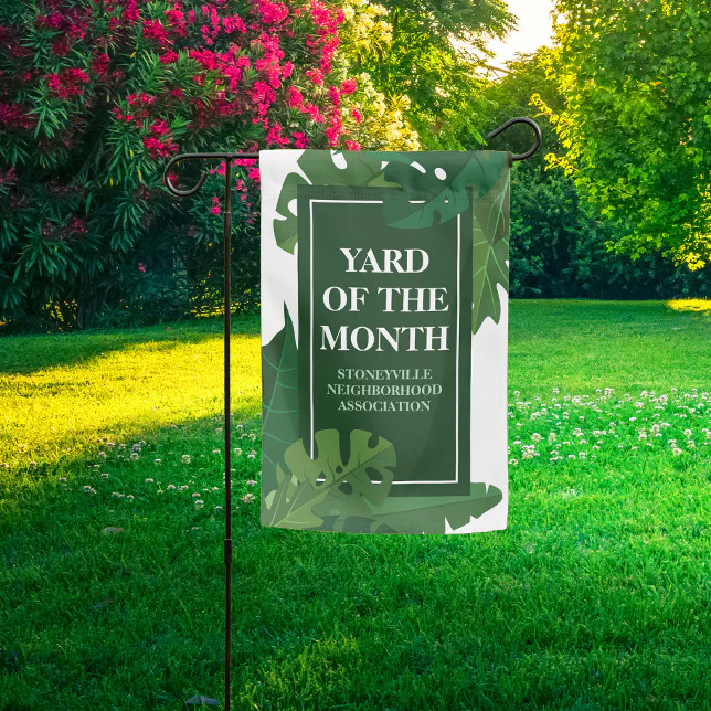 Yard of the Month Club Green Leaf Custom HOA Garden Flag | Zazzle