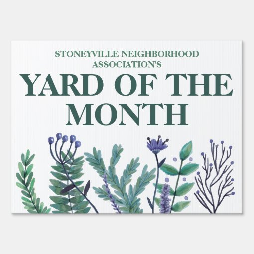 Yard of the Month Landscaping Winner Custom HOA Sign | Zazzle