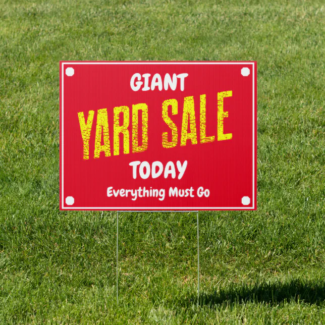 Yard Sale Giant White Text Yellow Text Black Sign | Zazzle