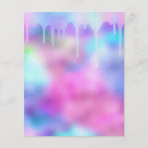 Yard Sale Holographic Pink Glitter Drip Flyer | Zazzle