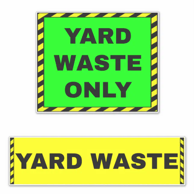 Yard Waste Only (Garbage Trash Can) Yellow Green Sticker | Zazzle
