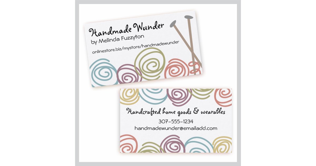 Yarn balls knitter knitting needles craft show business card | Zazzle
