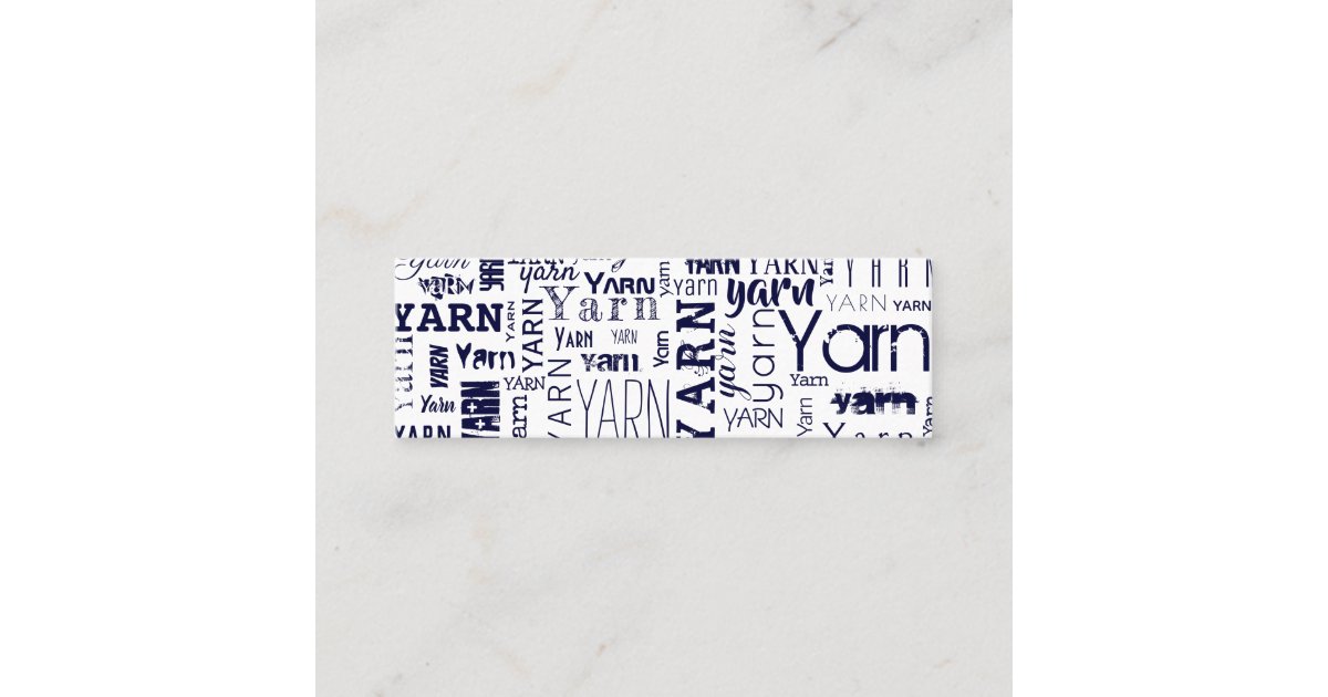 Yarn Blue Typography Text Mini Business Card | Zazzle