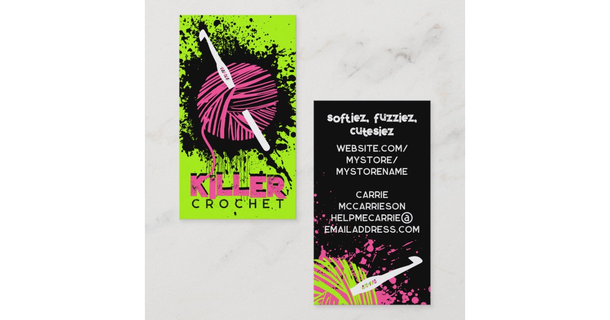 Yarn explosion crochet hook craft show packaging business card | Zazzle