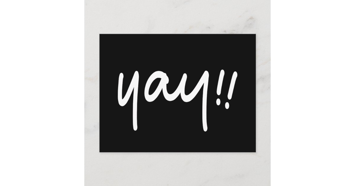 YAY Happy Congratulations Handwriting Uplifting Postcard | Zazzle