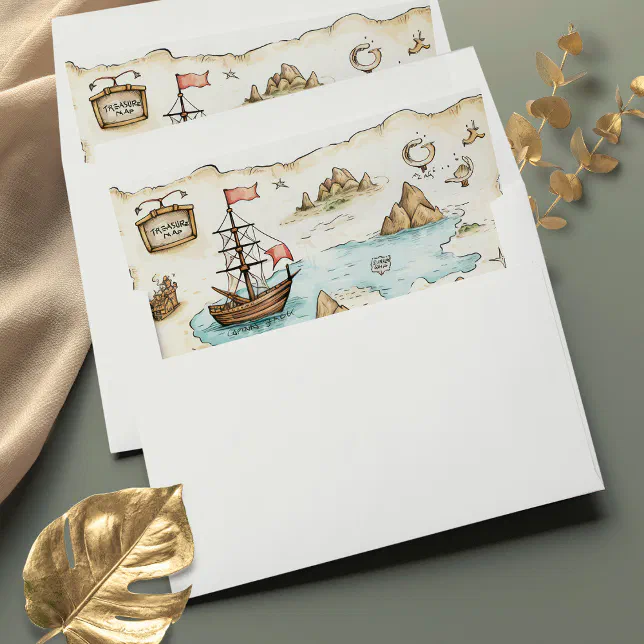 Ye Olde Treasure Map for Kiddie Pirate Parties Envelope Liner | Zazzle