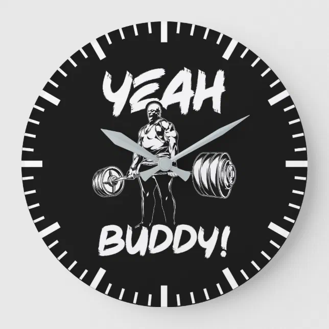 Yeah Buddy - Gym Workout Motivational Large Clock | Zazzle