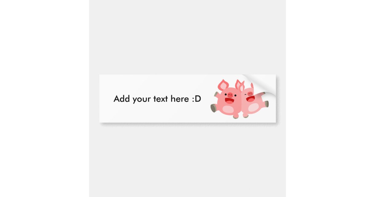 YEAH!! Cute Cartoon Pigs Bumper Sticker | Zazzle
