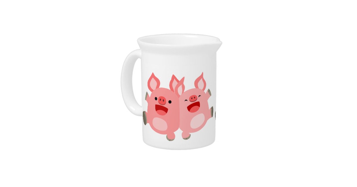 YEAH!! Cute Cartoon Pigs Pitcher | Zazzle