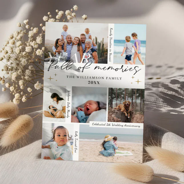 Year Full of Memories Photo Collage & Highlights Holiday Card | Zazzle