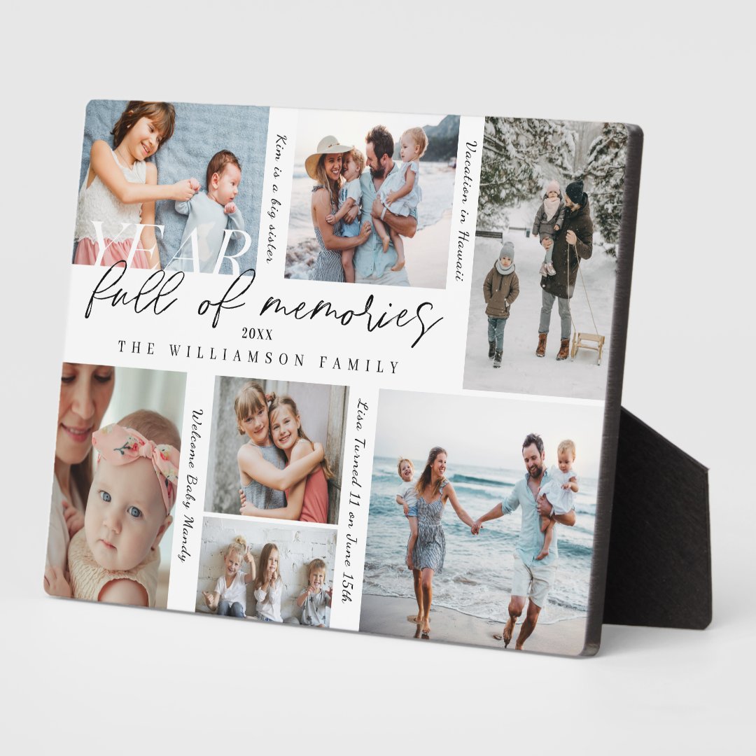 Year Full of Memories Photo Collage & Highlights Plaque | Zazzle