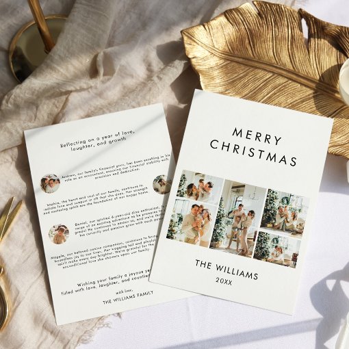 Year In Review Chic Modern Multi Photo Christmas Holiday Card | Zazzle