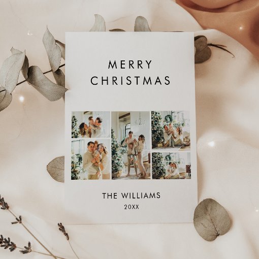 Year In Review Chic Modern Multi Photo Christmas Holiday Card | Zazzle