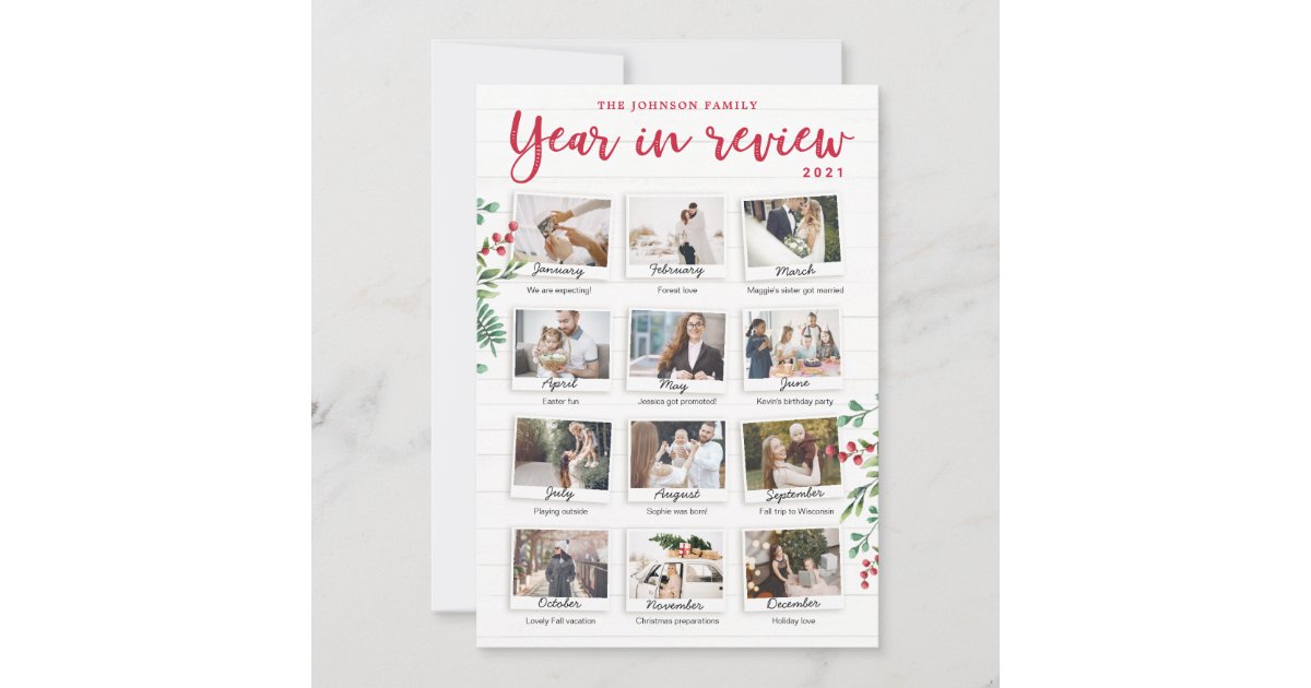Year in Review Christmas Card Monthly Photos | Zazzle