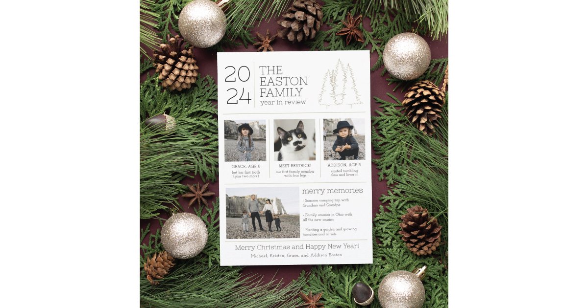Year in Review Family Christmas Photo Cards | Zazzle
