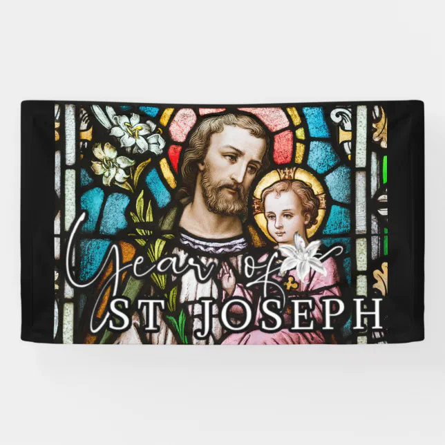 Year of St. Joseph Stained Glass Religious Jesus Banner | Zazzle