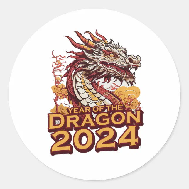 Year of the dragon 2024 Sticker, Dragon 2024 Classic Round Sticker | Zazzle