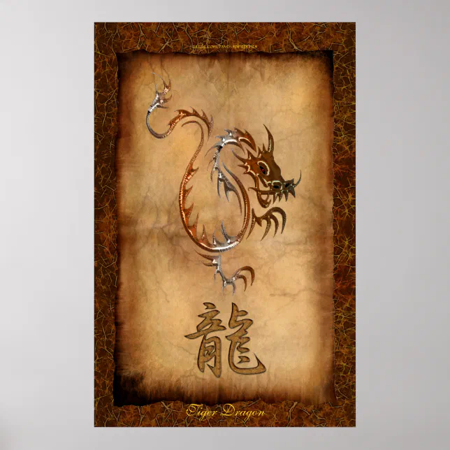 Year of the Dragon, Tiger Dragon Art Poster | Zazzle