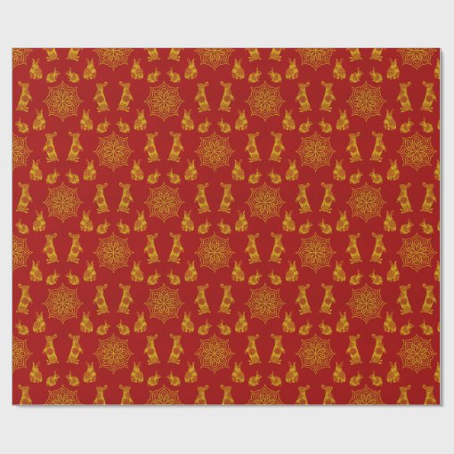 Year of the Rabbit Red and Gold Mandala Pattern Wrapping Paper | Zazzle