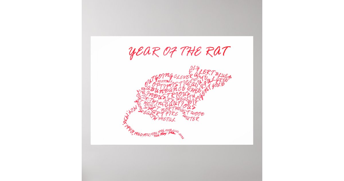 Year of the Rat Calligram Poster | Zazzle