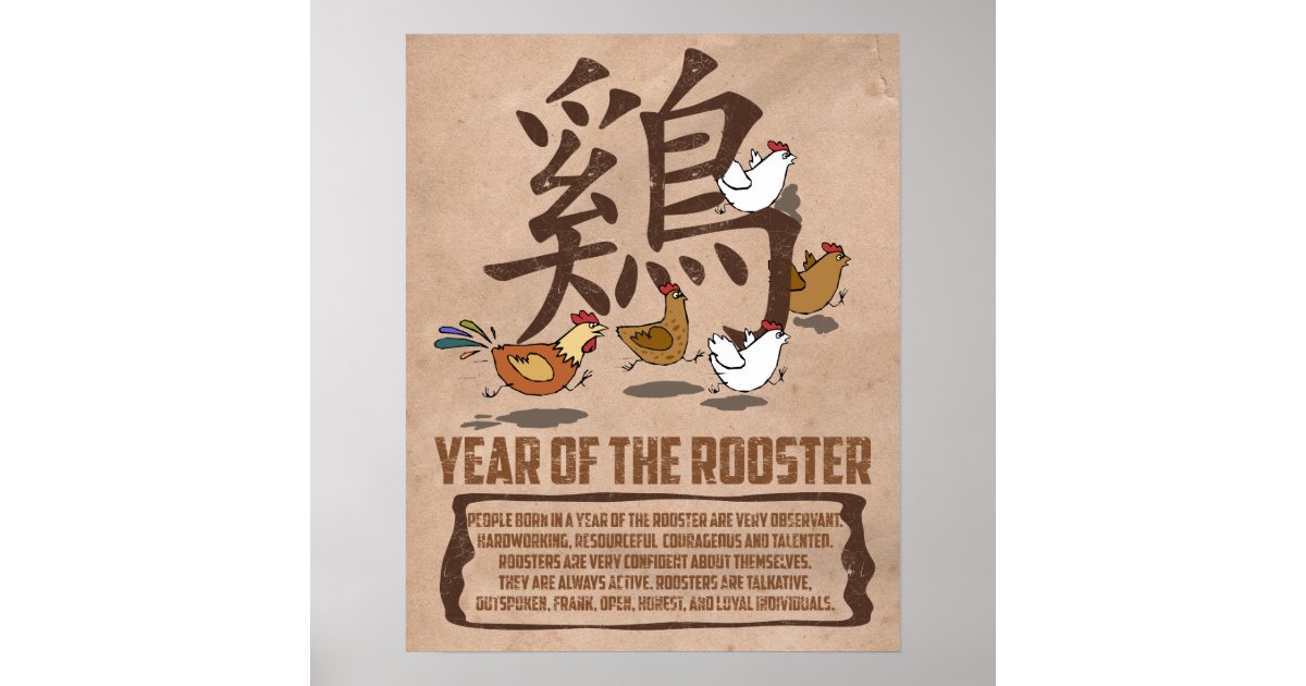 Year of The Rooster Traits Poster | Zazzle