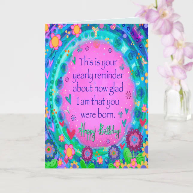 Yearly Birthday Reminder Beautiful Floral Fun Card | Zazzle