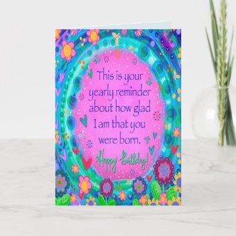 Yearly Birthday Reminder Beautiful Floral Fun Card | Zazzle