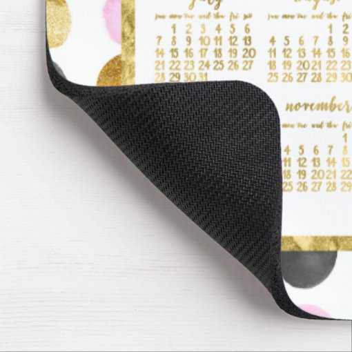 Yearly Calendar 2019 Mousepads Pink And Gold Dots | Zazzle